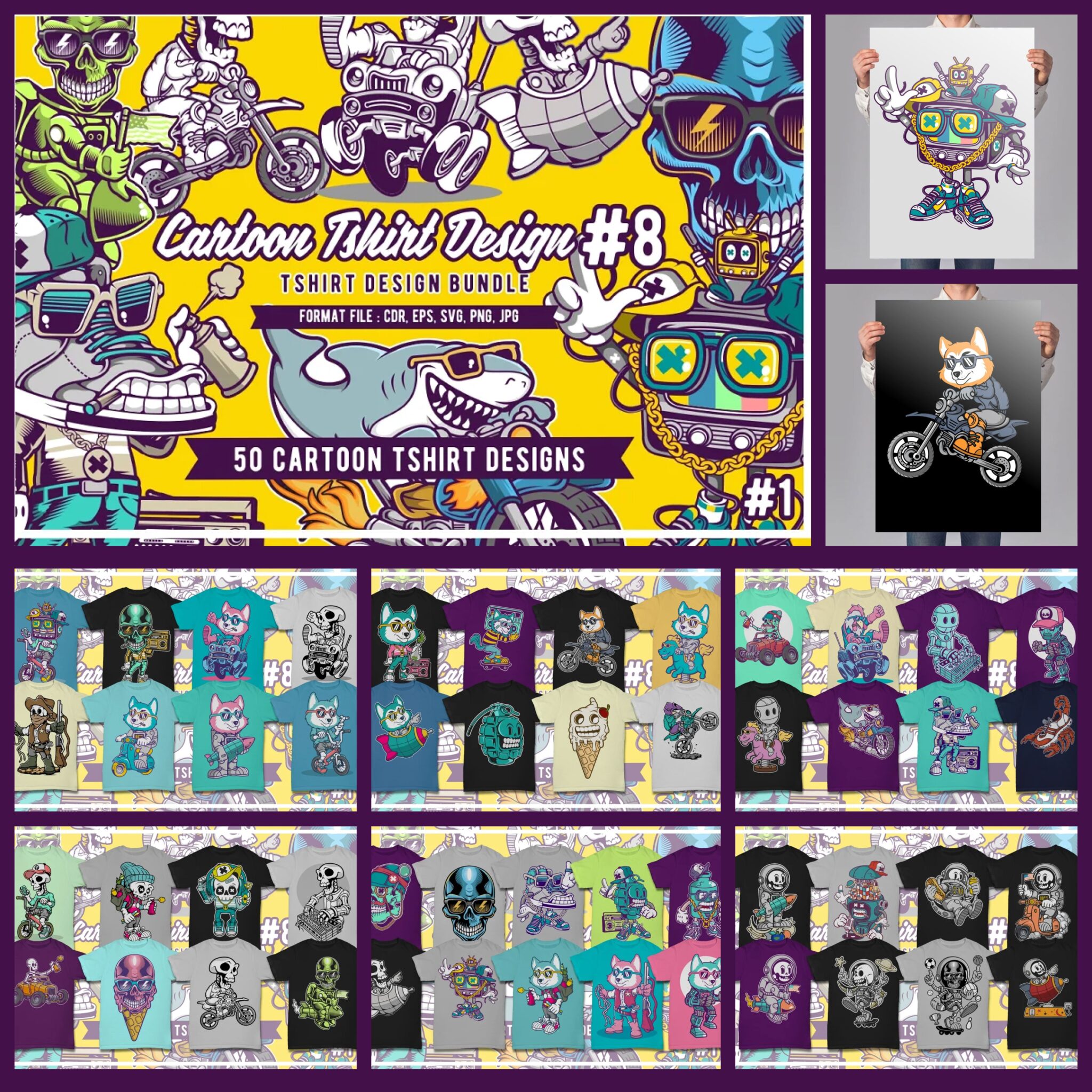 50 Cartoon Tshirt Designs Bundle 8_1 – MasterBundles
