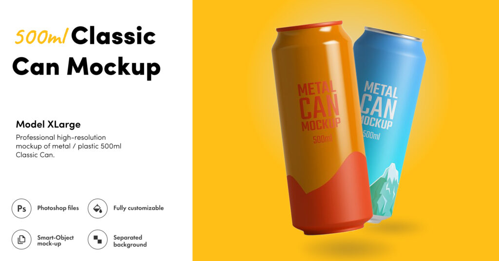 500ml Classic Can Mockup – MasterBundles