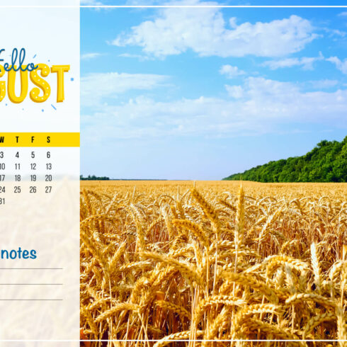 Free August Field Printable Calendar | Master Bundles