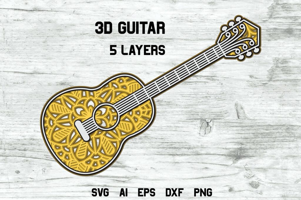 Guitar SVG | 3d Layered Music SVG – MasterBundles