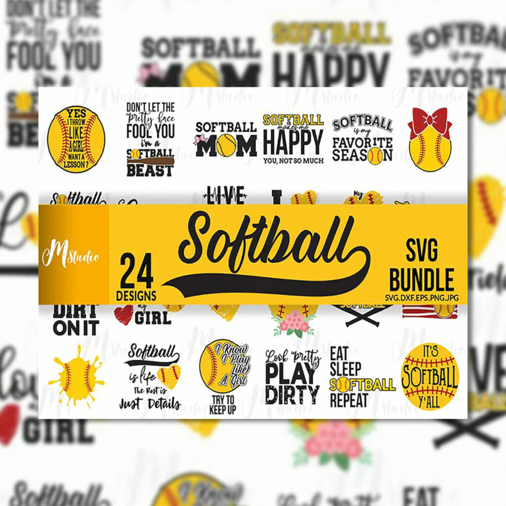24 Softball Svg Bundle Girl Love Softball Masterbundles