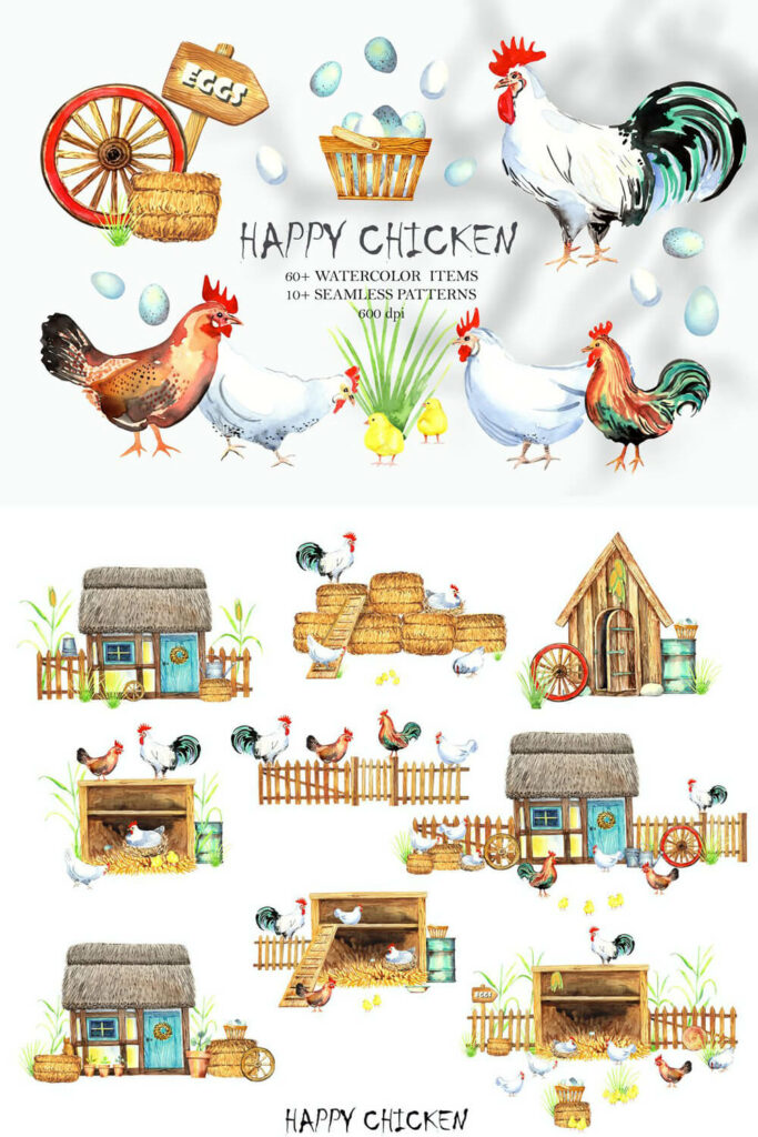 Happy Chicken Illustrations – MasterBundles