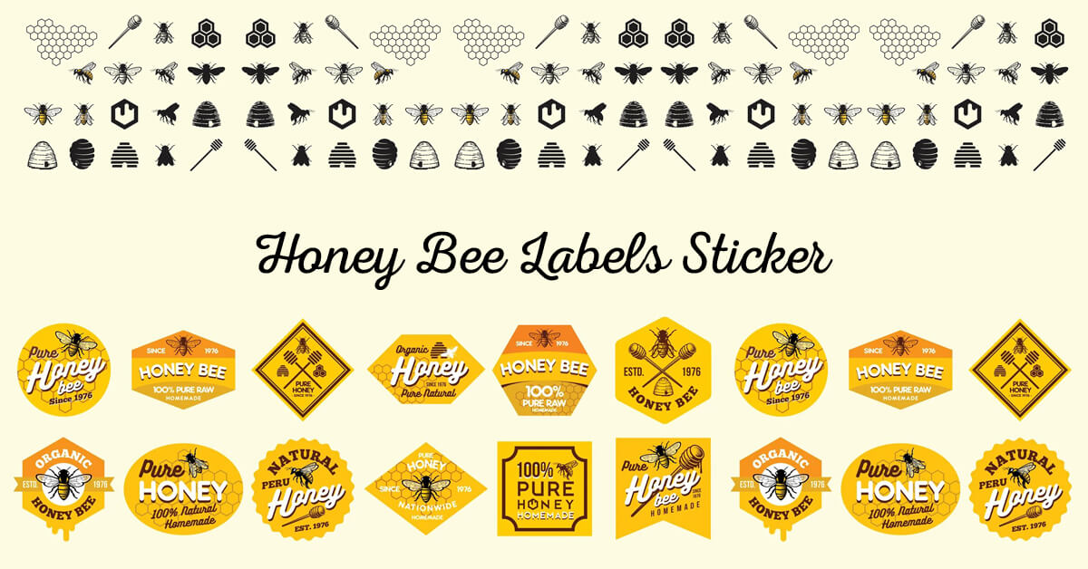 Honey Bee Labels Stickers – MasterBundles
