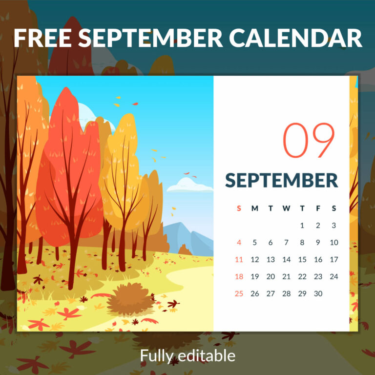 Free Editable Blue Sky September Printable Calendar – MasterBundles