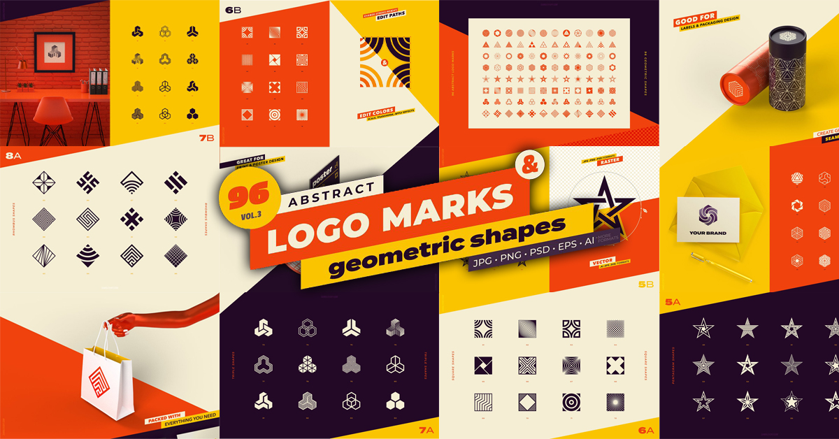 96 Logo Marks & Geometric Shapes – MasterBundles