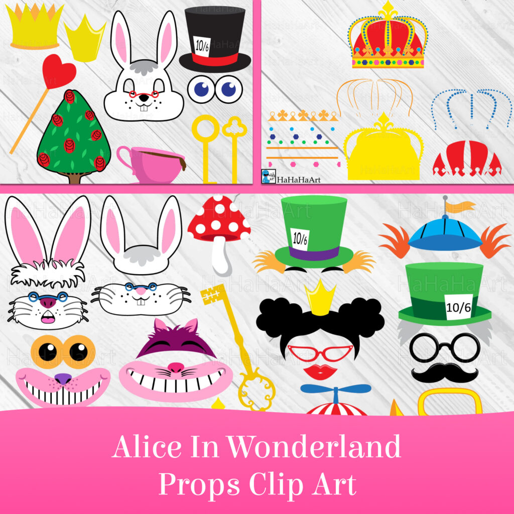 Alice In Wonderland Props - Clip Art / Cutting Files 150c – MasterBundles