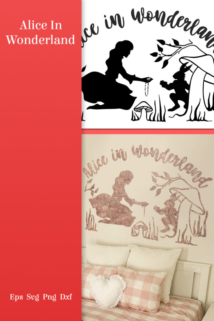 Alice In Wonderland SVG File. Alice And The White Rabbit. – MasterBundles