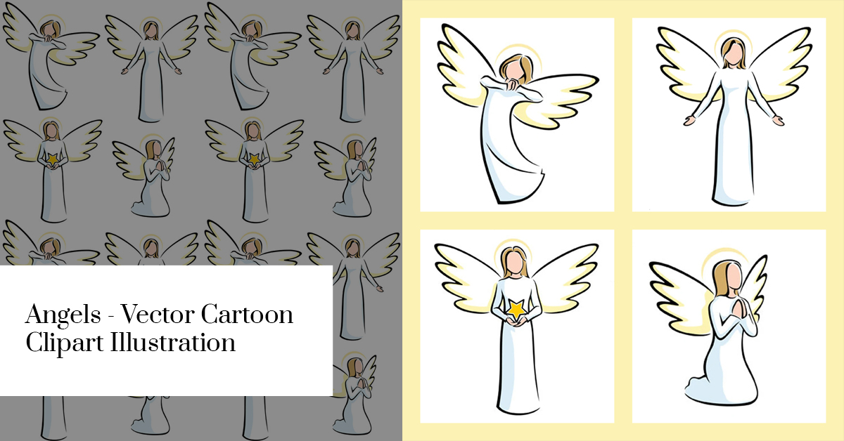 Angels - Vector Cartoon Clipart Illustration – MasterBundles