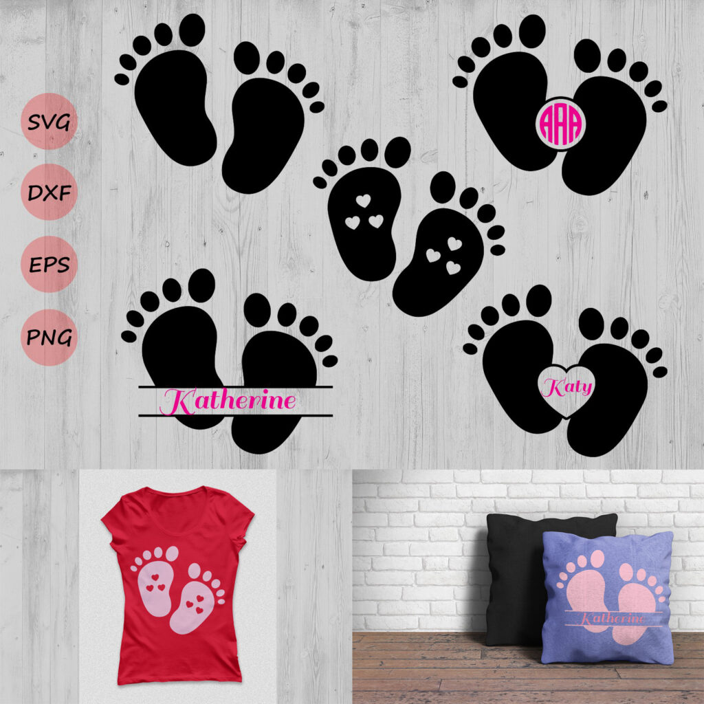 Baby Footprint SVG File, Baby Feet SVG, Baby Feet Monogram – MasterBundles