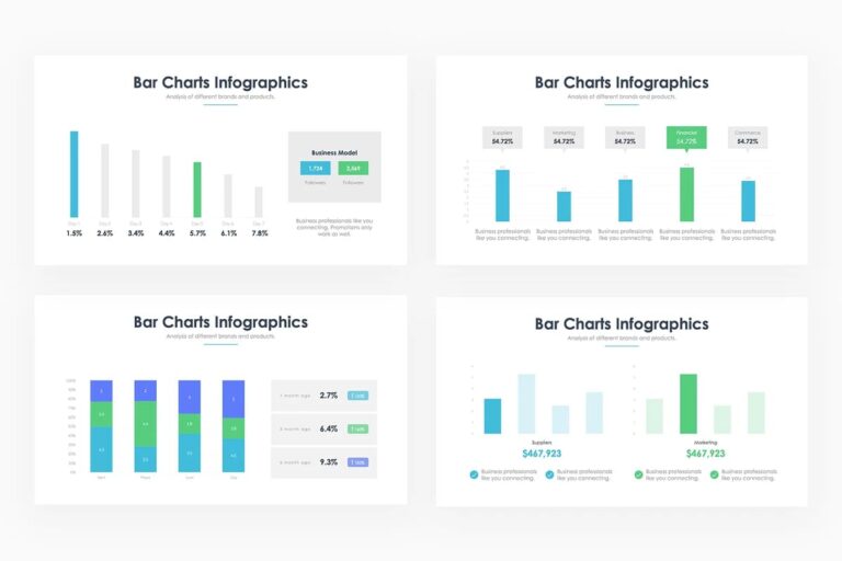 Bar Charts Infographics - PowerPoint – MasterBundles