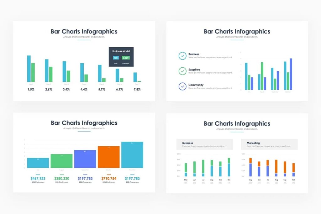 Bar Charts Infographics - PowerPoint – MasterBundles