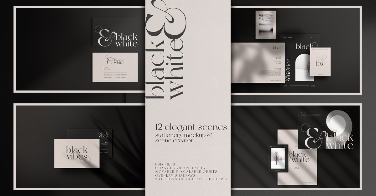 Black & White Stationery Mockup – MasterBundles