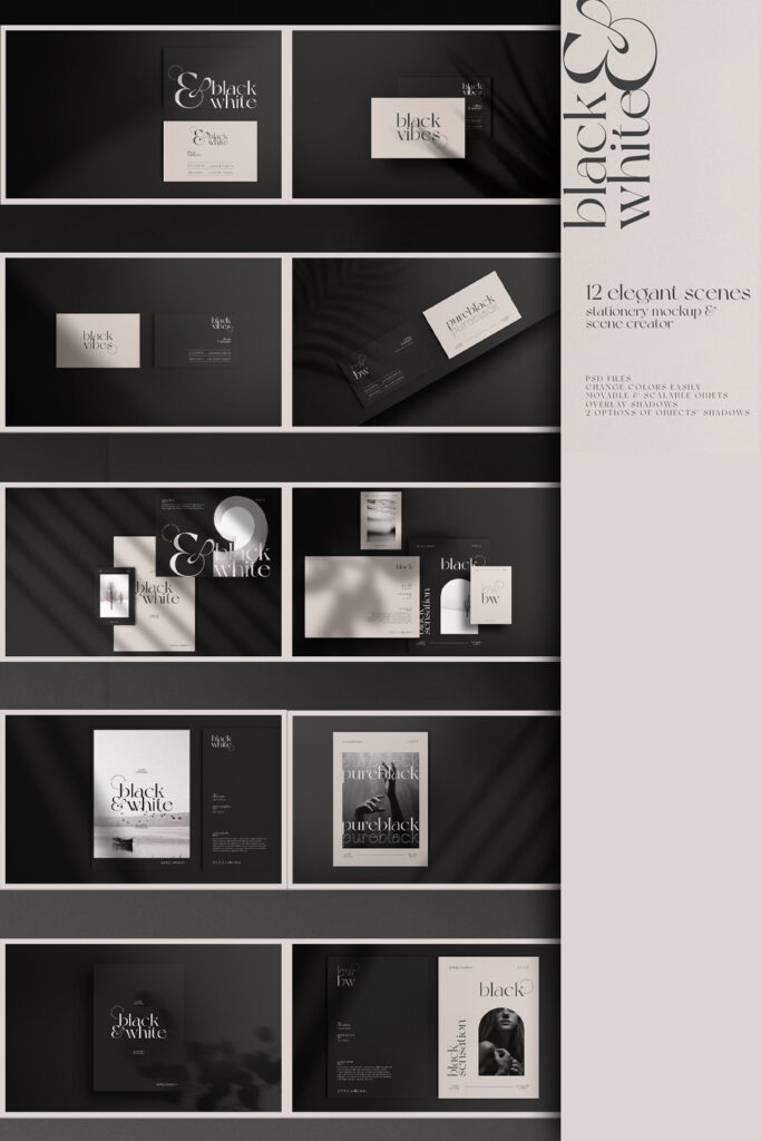 Black & White Stationery Mockup – MasterBundles