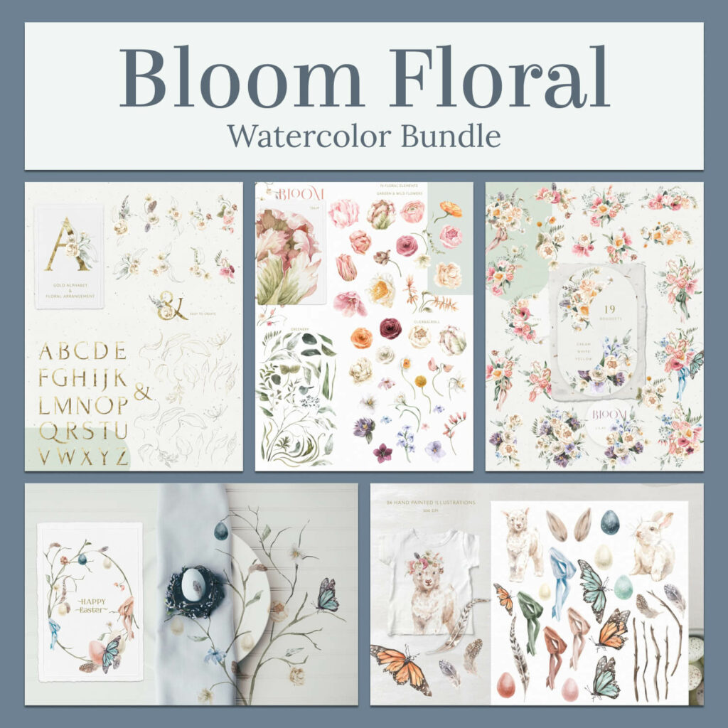 -20% Bloom Floral Watercolor Bundle – MasterBundles