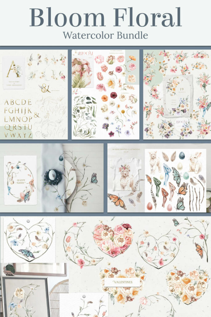 -20% Bloom Floral Watercolor Bundle – MasterBundles