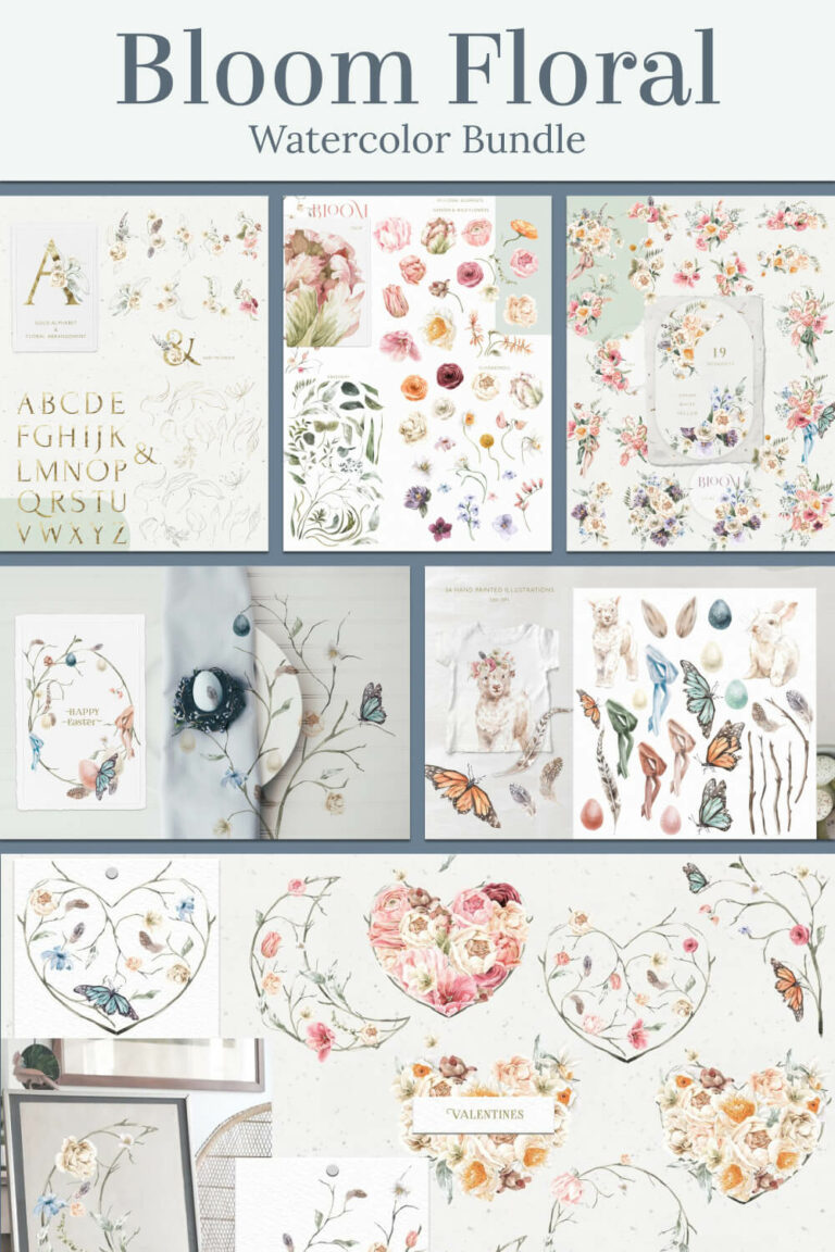 -20% Bloom Floral Watercolor Bundle – MasterBundles