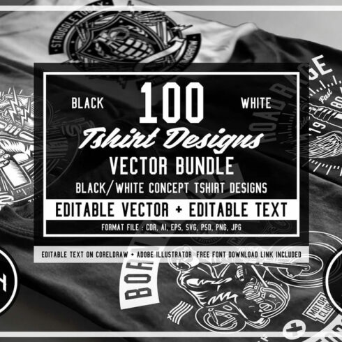 100 Vector Tshirt Designs B W Master Bundles