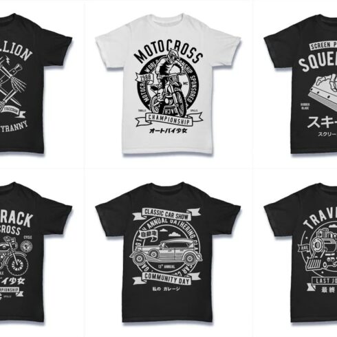 100 Vector Tshirt Designs ( B/W ) | Master Bundles