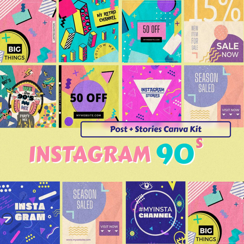 Canva 90s Style Instagram Kit – MasterBundles