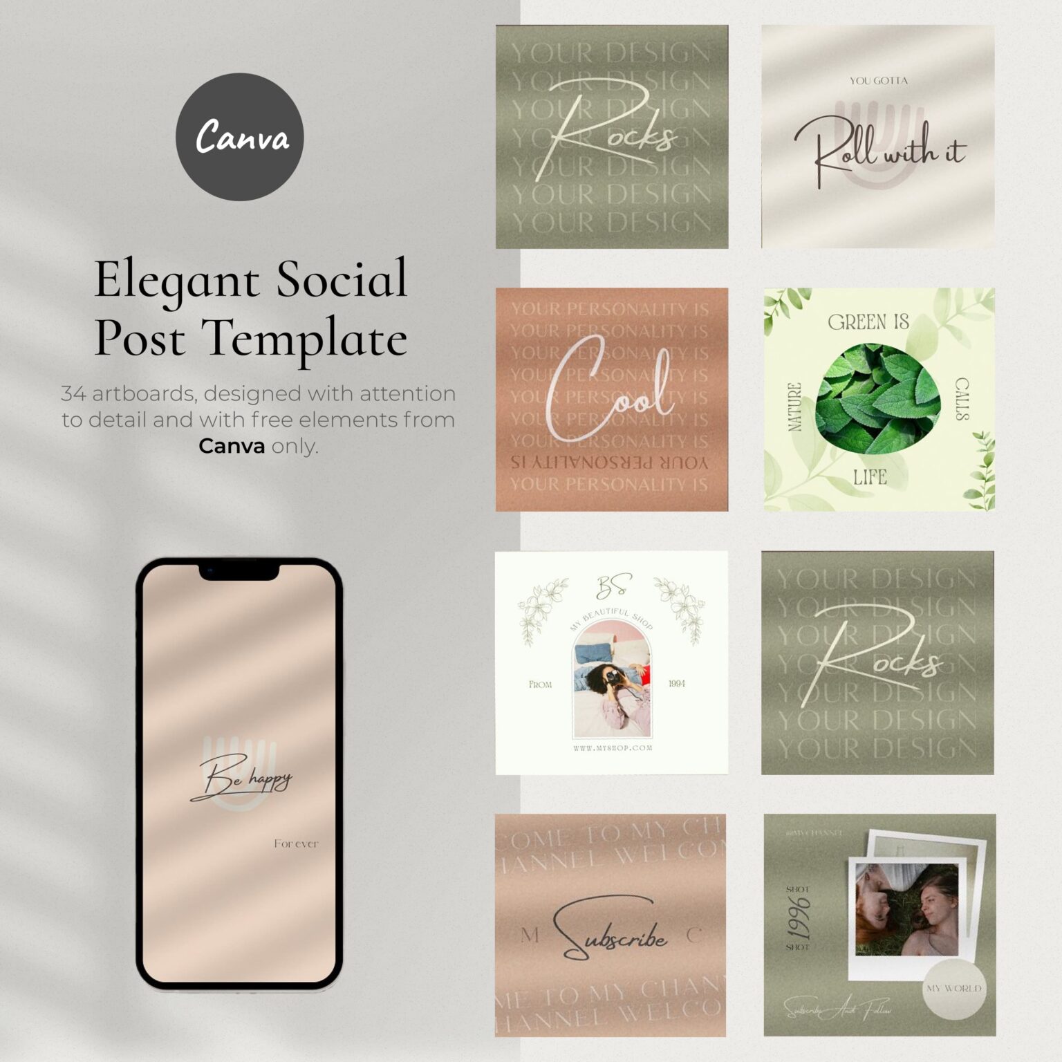 Canva Elegant Social Post Template – MasterBundles