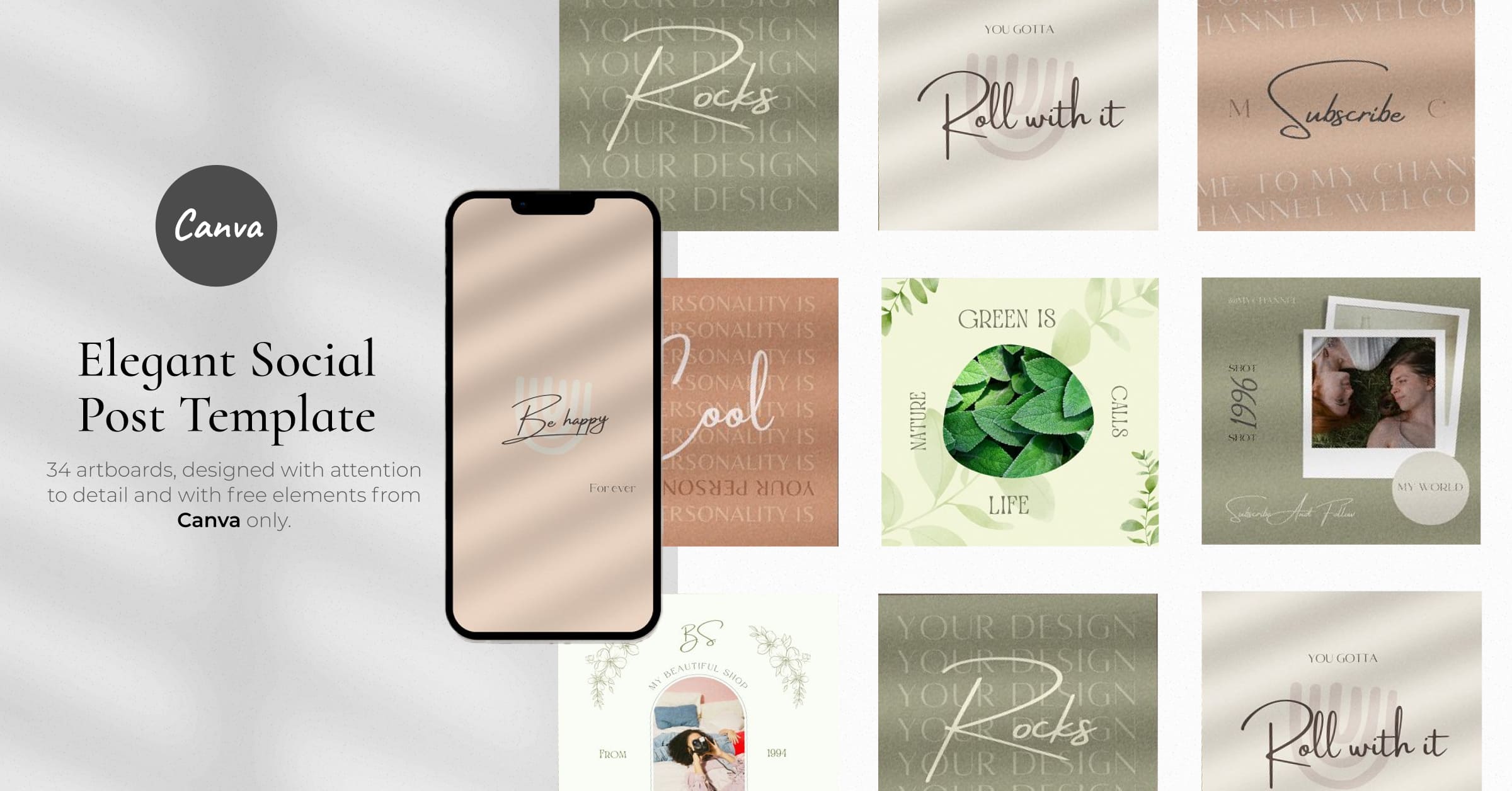 Canva Elegant Social Post Template – MasterBundles