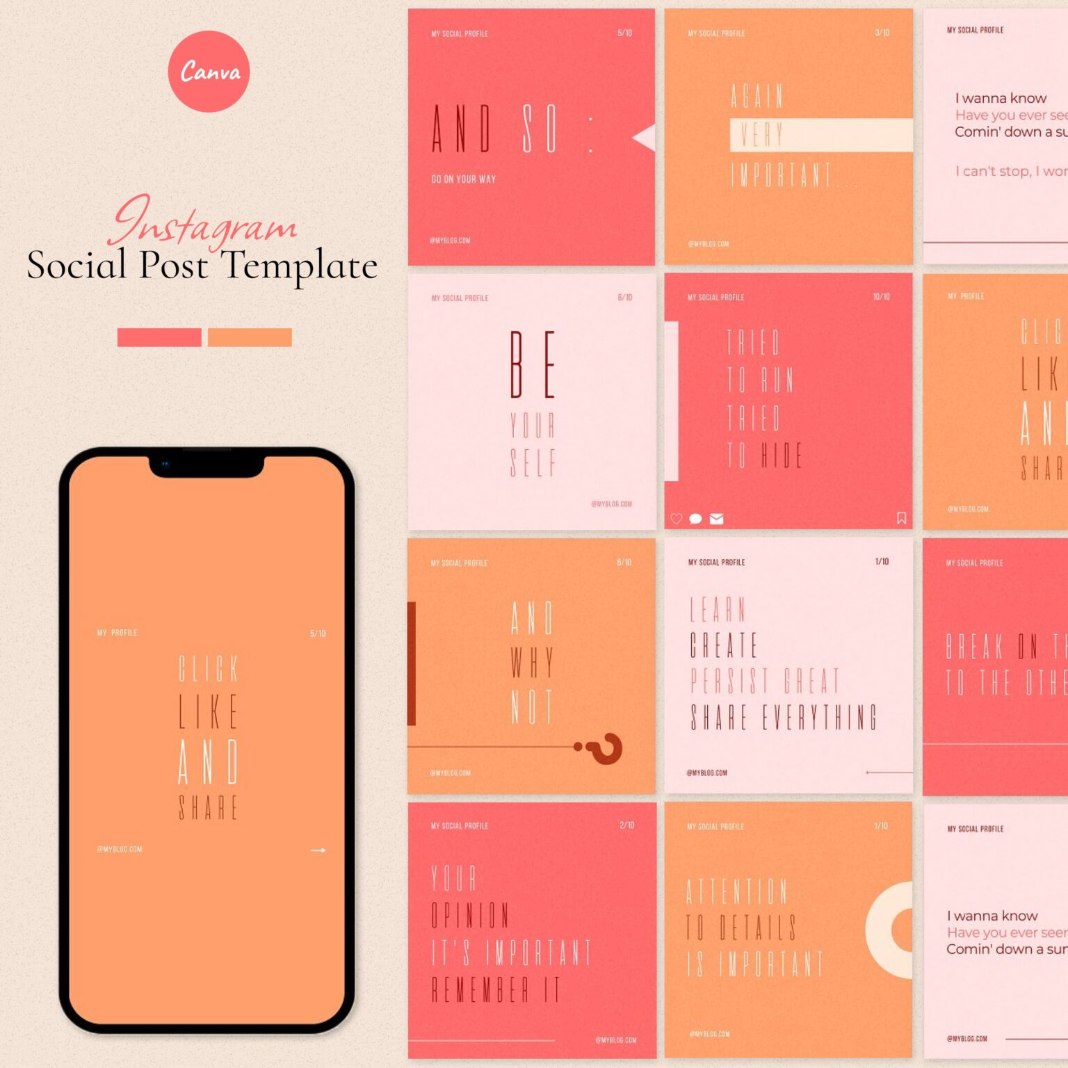 Canva Instagram Social Post Template – MasterBundles