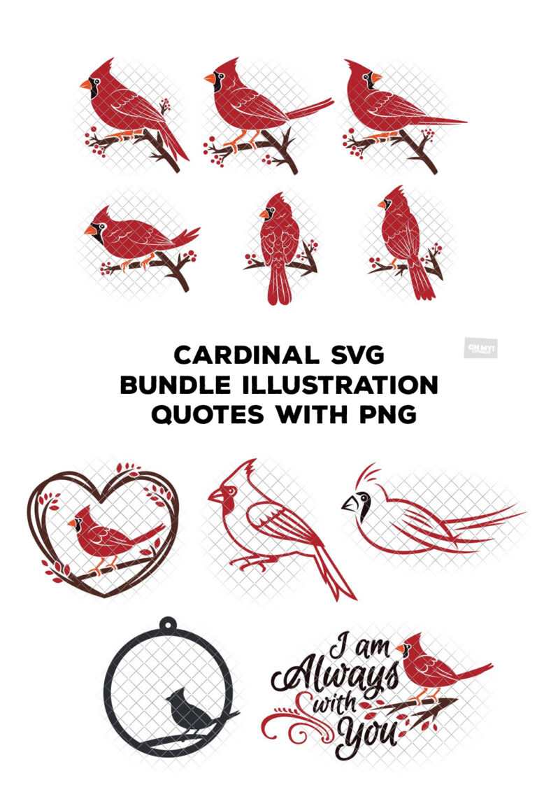 Cardinal SVG Bundle Illustration Quotes with PNG, DXF, EPS – MasterBundles