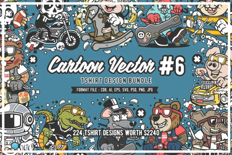 244 Cartoon Vector Designs Bundle – MasterBundles