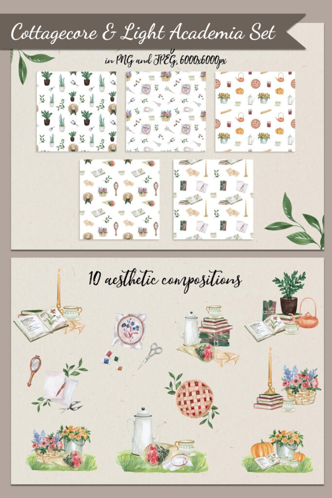 Cottagecore & Light Academia Set | MasterBundles