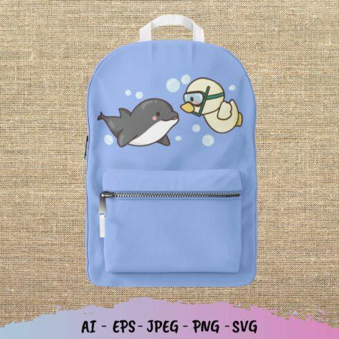 Cute Animal Snorkeling With Dolphin SVG | Master Bundles