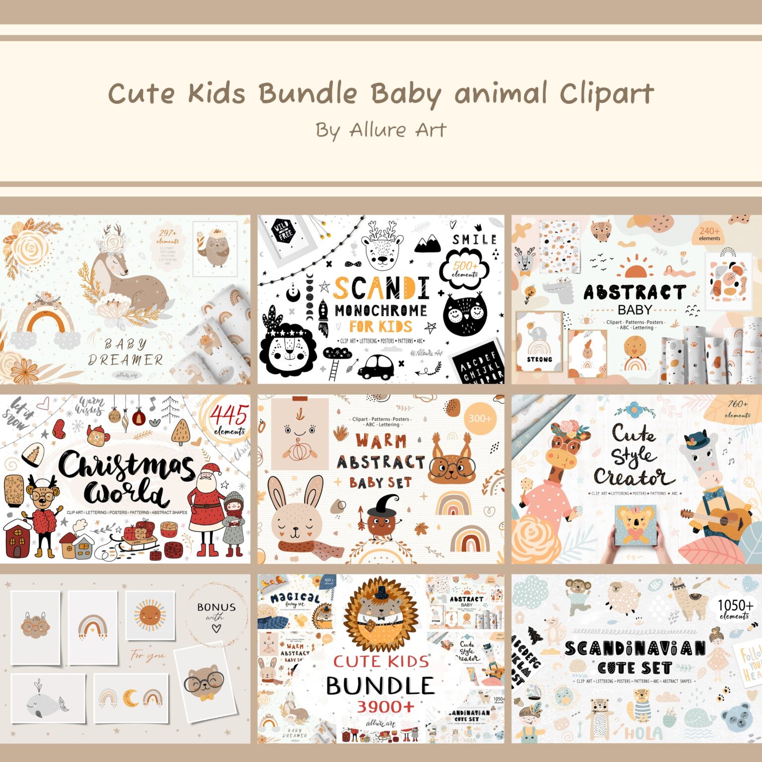 Cute Kids Bundle Baby Animal Clipart – MasterBundles