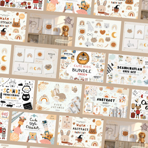 Cute Kids Bundle Baby Animal Clipart | Master Bundles