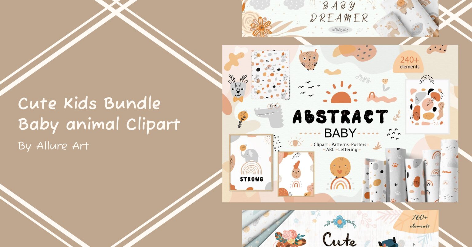 Cute Kids Bundle Baby Animal Clipart – MasterBundles