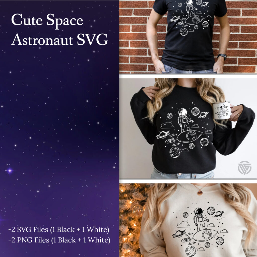 Space SVG, Cute Space Astronaut SVG – MasterBundles