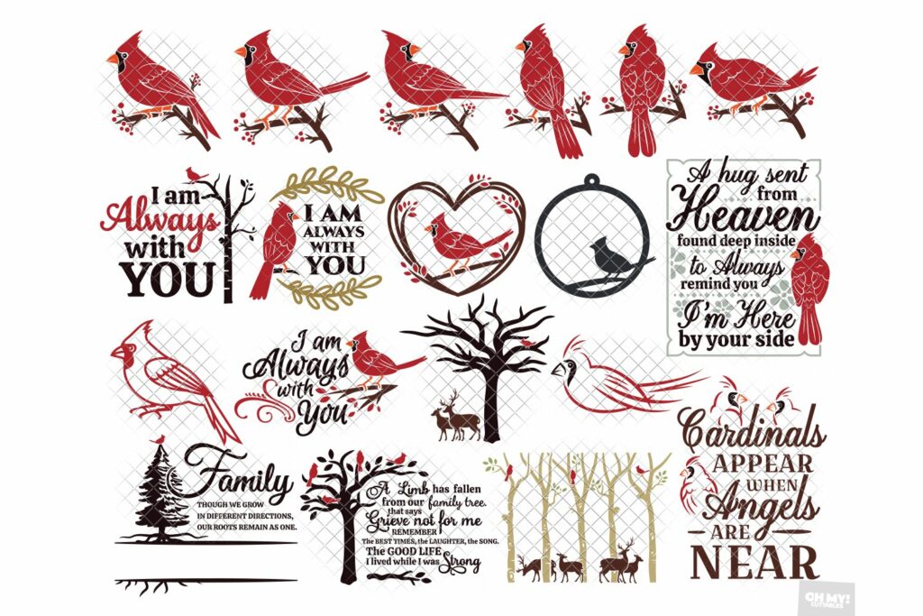 Cardinal SVG Bundle Illustration Quotes with PNG, DXF, EPS – MasterBundles