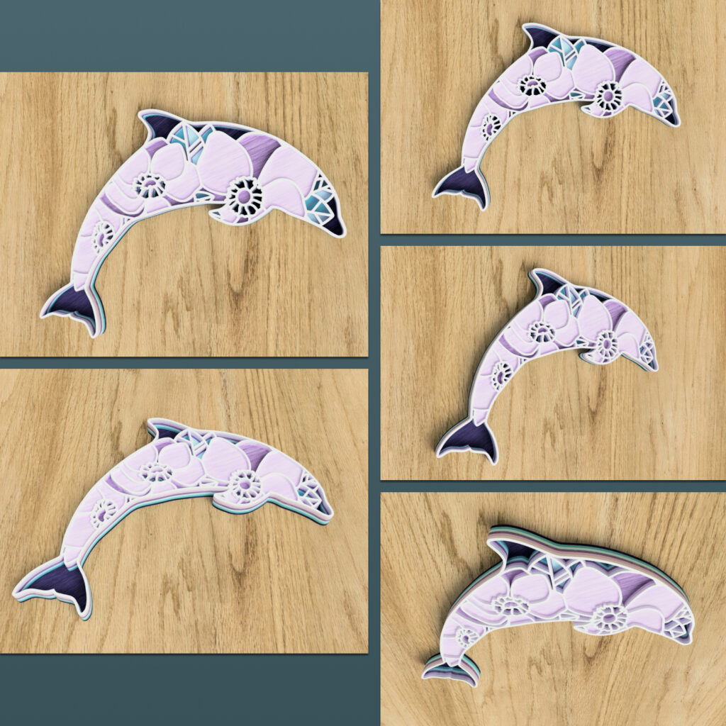 Layered Dolphin Laser Cut File - Floral Dolphin SVG – MasterBundles