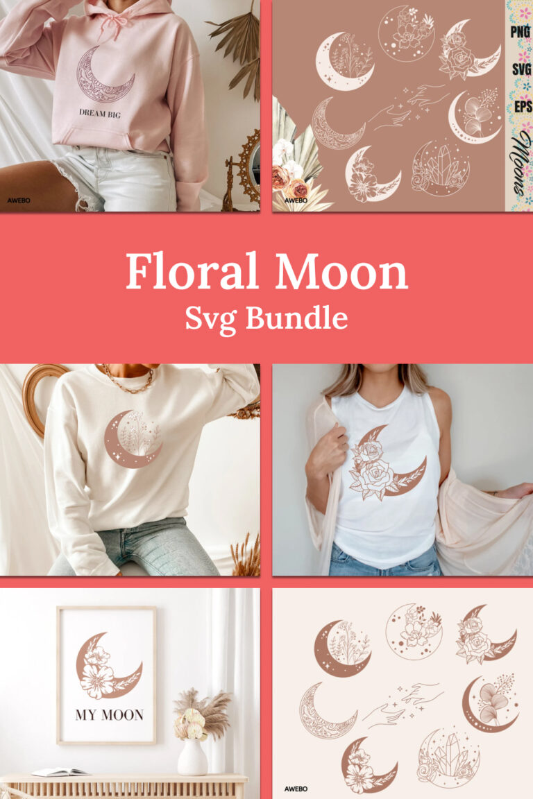 Flower Moon SVG Set, Boho Moon SVG – MasterBundles