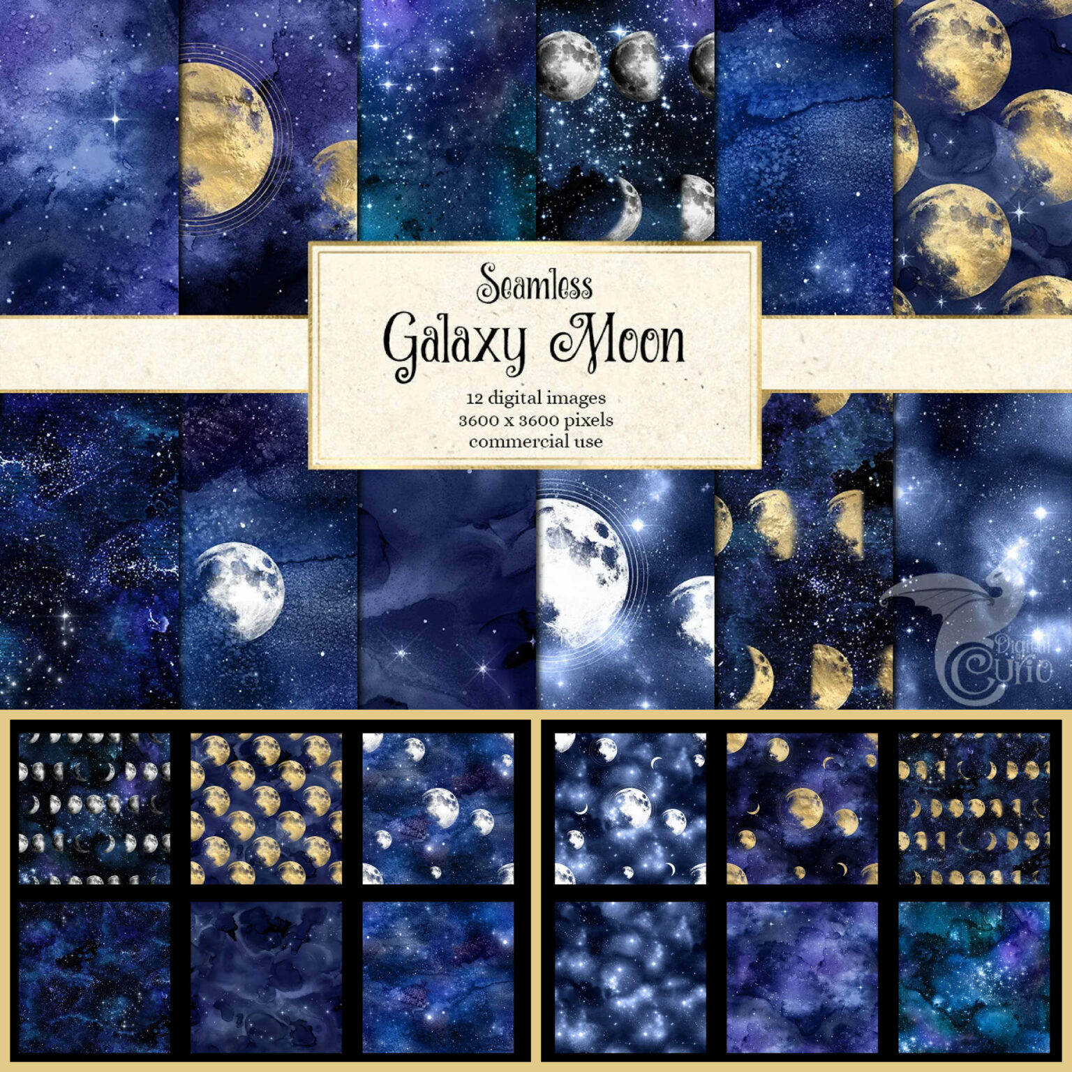 Galaxy Moon Digital Paper – MasterBundles