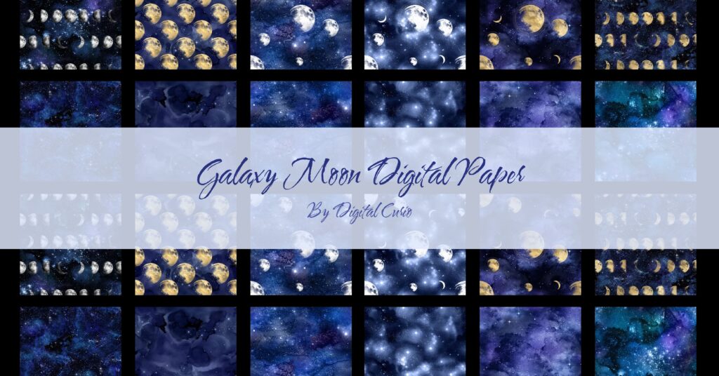 Galaxy Moon Digital Paper – MasterBundles