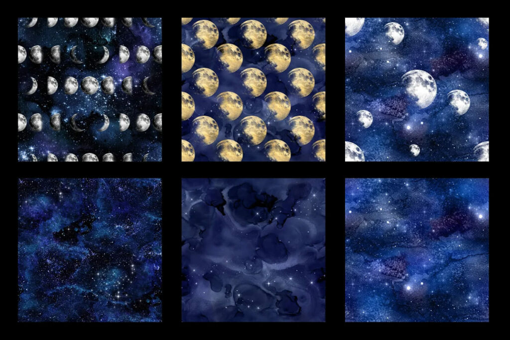 Galaxy Moon Digital Paper – MasterBundles