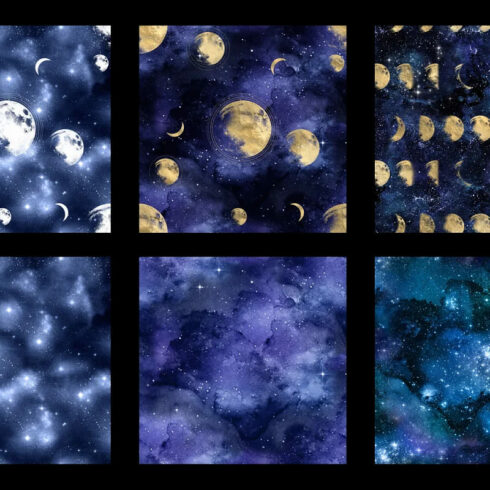 Galaxy Moon Digital Paper | Master Bundles