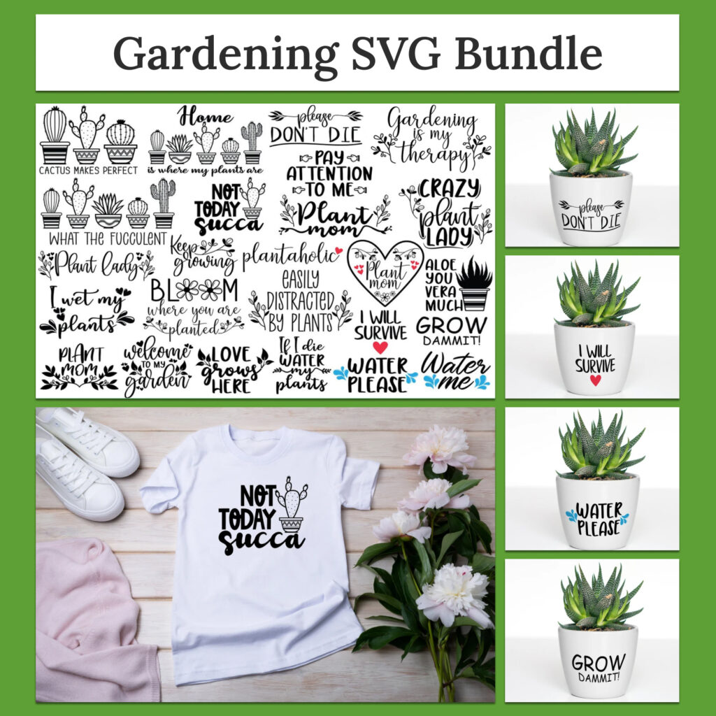 Plants SVG Bundle, Gardening SVG Bundle, Cactus SVG, Succulent Plant ...