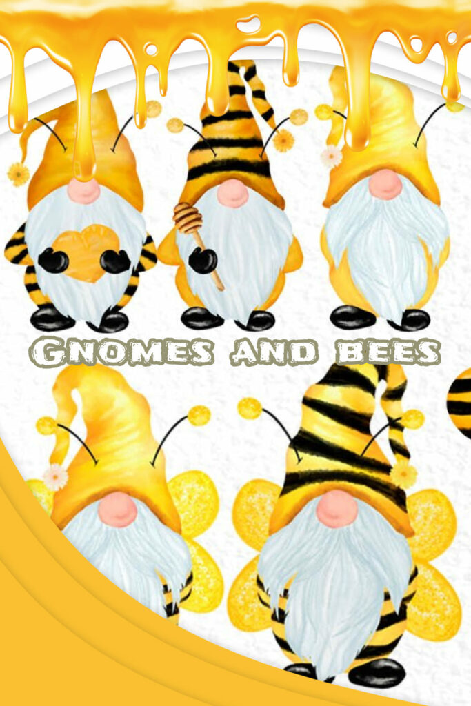 Gnomes Illustrations and Bees, Bumble Bee Gnomes – MasterBundles