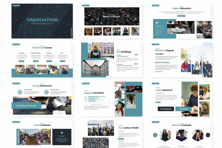 Graduation PowerPoint Template 5 Premade Colors – MasterBundles