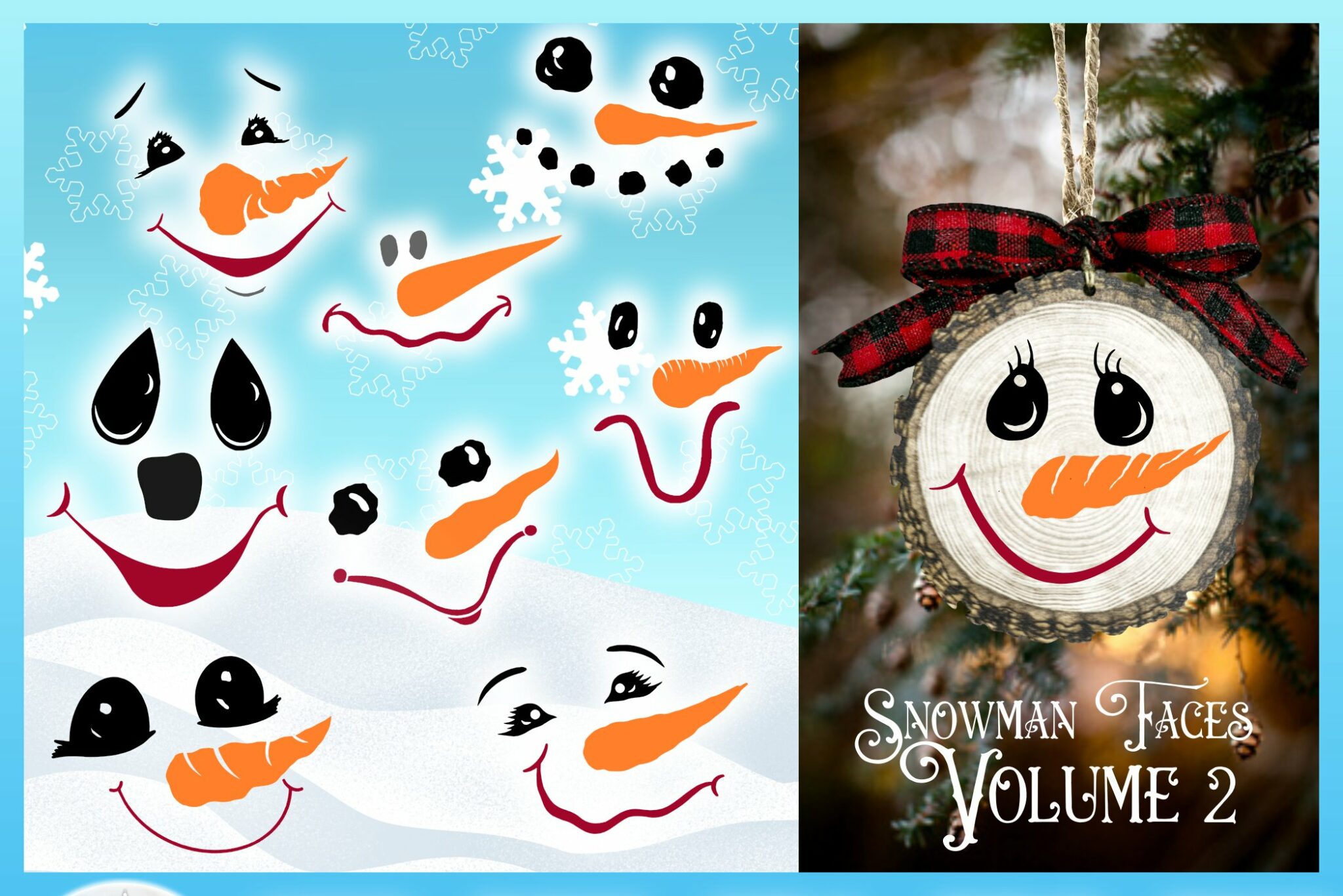 Christmas Ornament Snowman Faces SVG Bundle - Vol 2 – MasterBundles