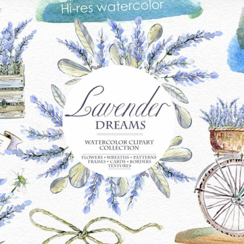 Lavender Watercolor Clipart Set | Master Bundles