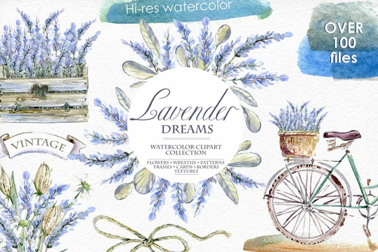 Lavender Watercolor Clipart Set – MasterBundles