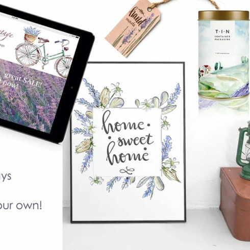 Lavender Watercolor Clipart Set | Master Bundles