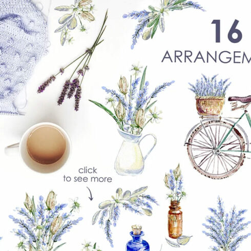 Lavender Watercolor Clipart Set | Master Bundles