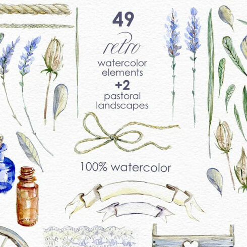 Lavender Watercolor Clipart Set | Master Bundles
